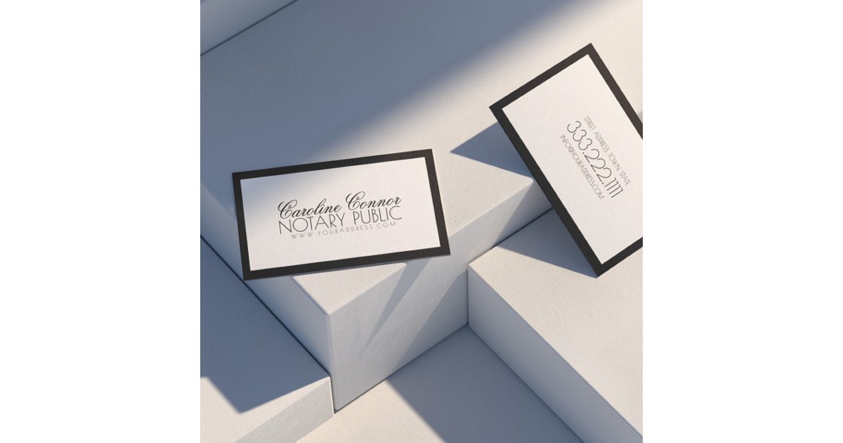 Notary Public Black Border White Modern Card | Zazzle