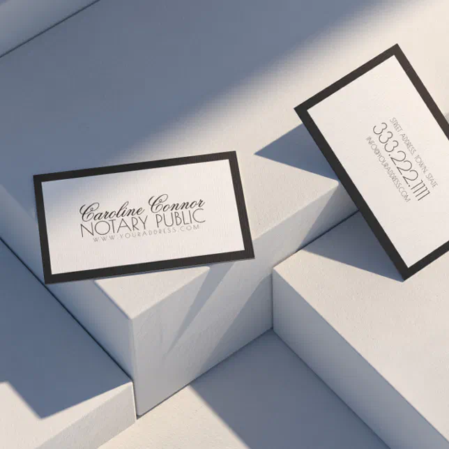 Notary Public Black Border White Modern Card | Zazzle