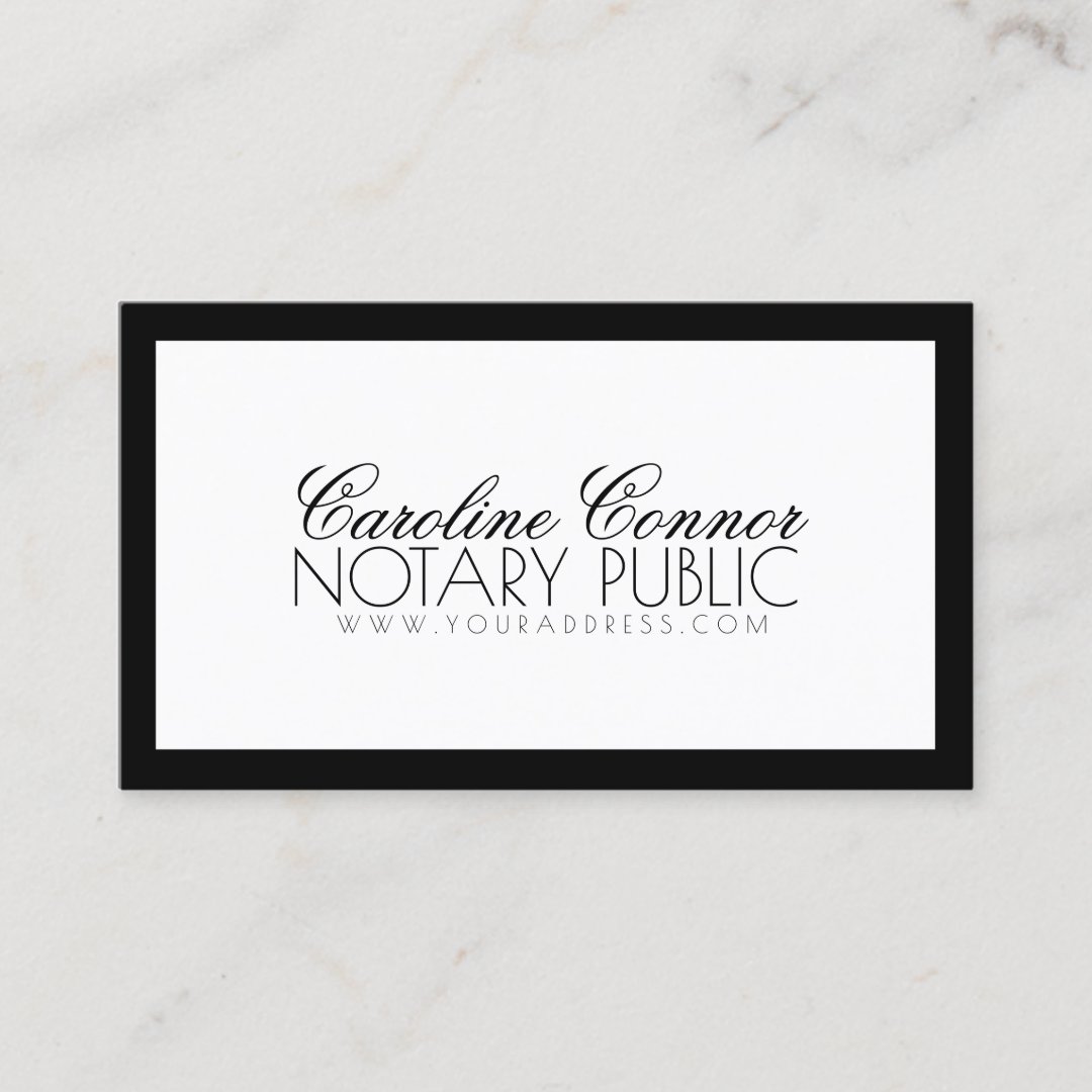 Notary Public Black Border White Modern Card | Zazzle