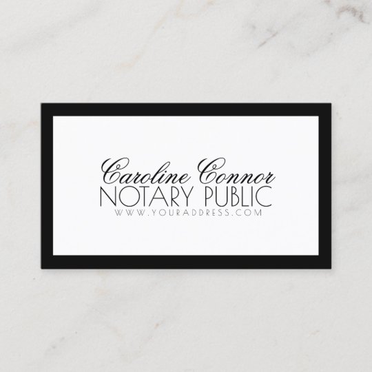 Notary Public Black Border White Modern Card | Zazzle.com