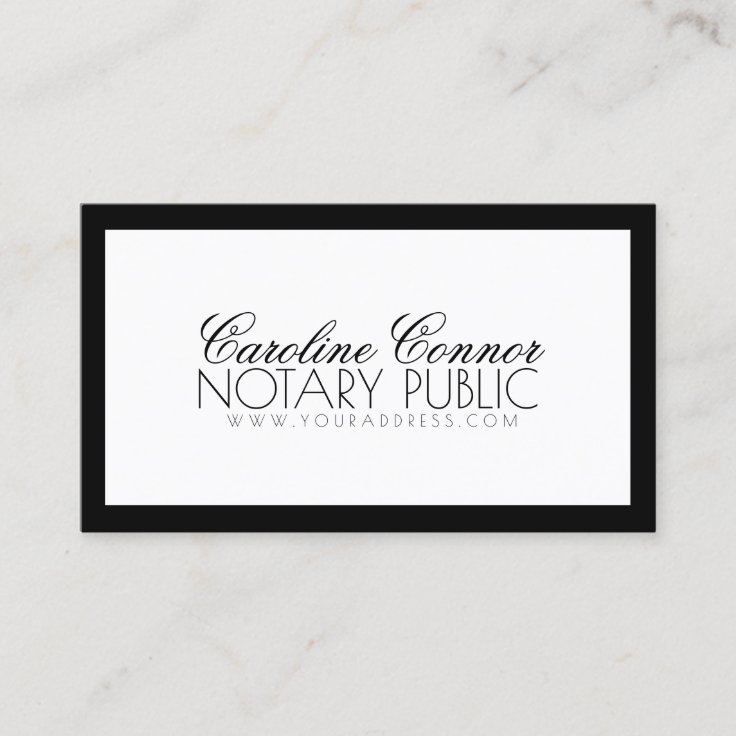Notary Public Black Border White Modern Card | Zazzle