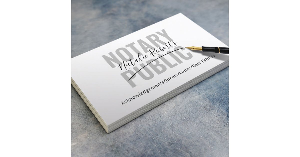 Notary Public Bold Text Typography Signature Business Card | Zazzle