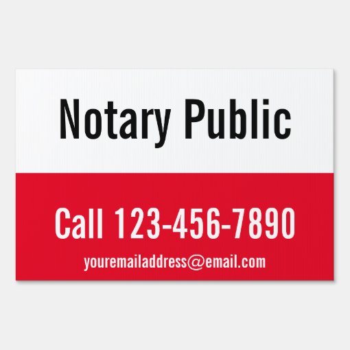 Notary Public Bright Red Black & White Template Sign | Zazzle