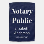 Notary Public Dark Blue & White Name Phone Number Garden Flag | Zazzle