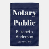 Notary Public Dark Blue & White Name Phone Number Garden Flag | Zazzle