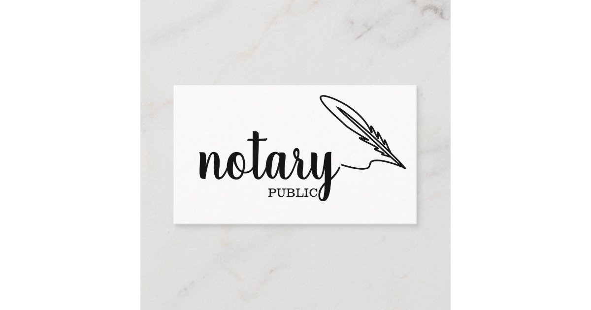 Notary Public Elegant Script Plain Black & White Business Card | Zazzle