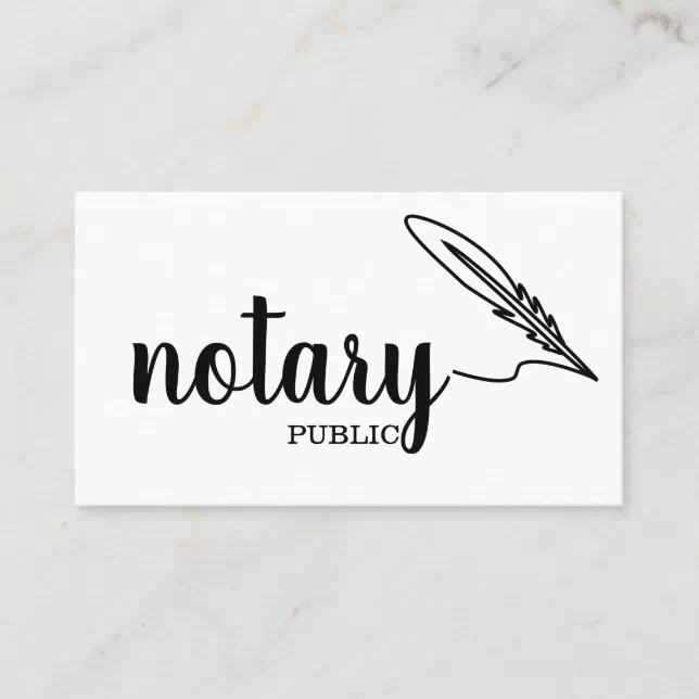Notary Public Elegant Script Plain Black & White Business Card | Zazzle