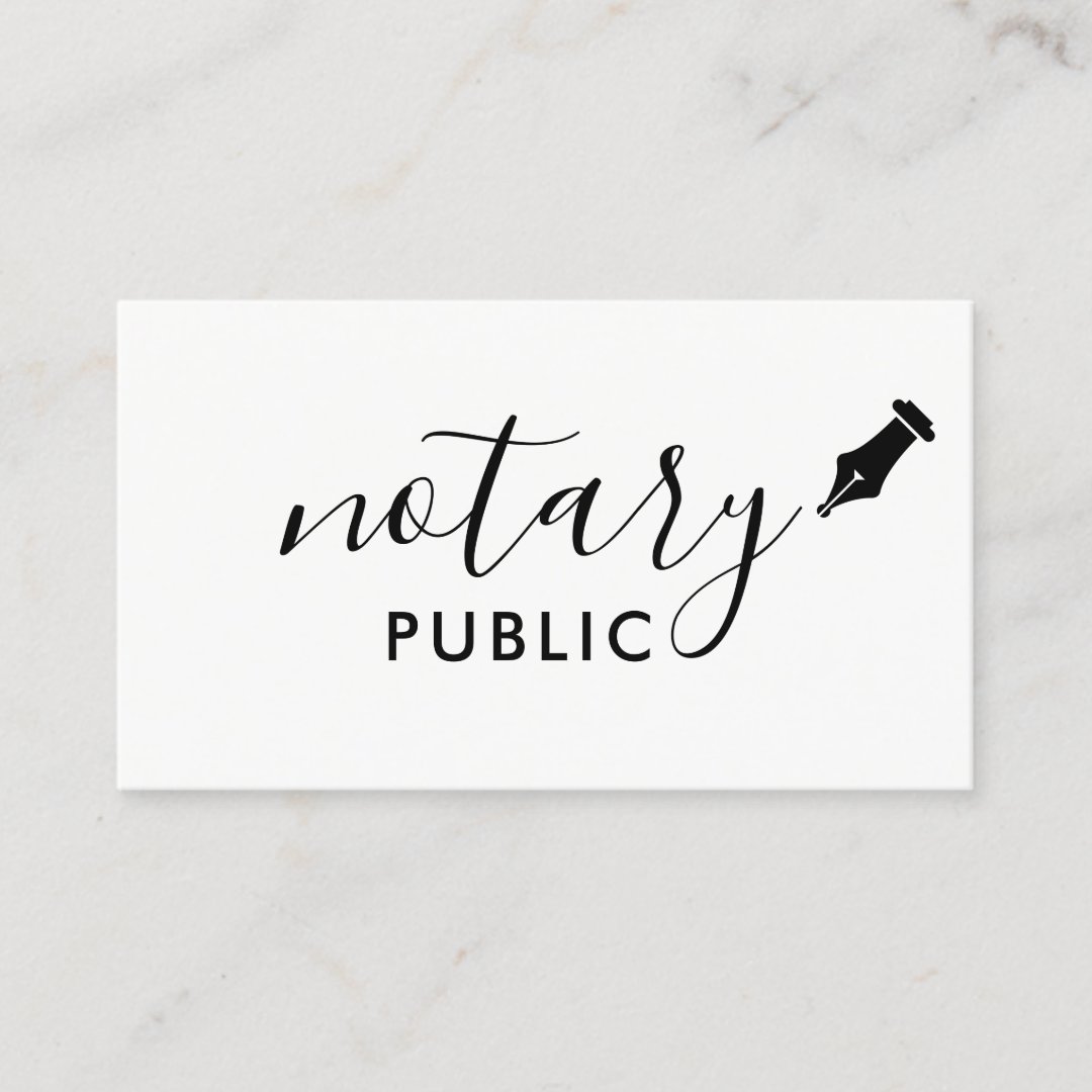Notary Public Elegant Script Plain Business Card | Zazzle