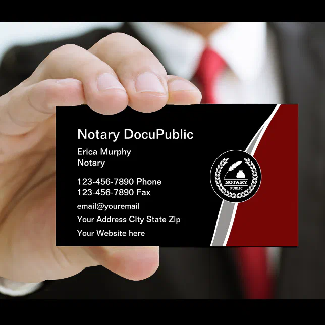 Notary Public Emblem Business Card Design | Zazzle
