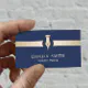 Notary Public Golden Pen Elegant Navy Blue Business Card | Zazzle