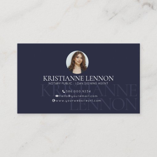 Notary Public - Loan Signing Agent - Blue Photo Business Card | Zazzle