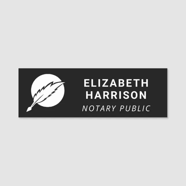 Notary Public Logo Black Name Tag | Zazzle