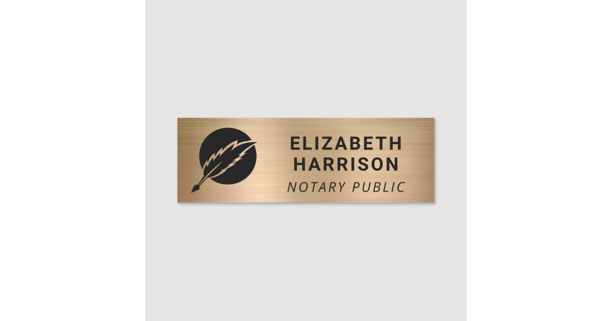 Notary Public Logo Gold Name Tag | Zazzle