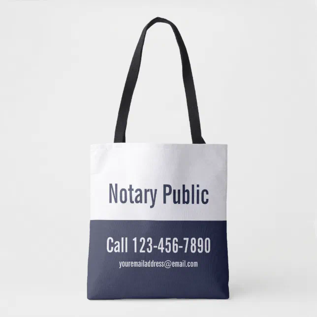 Notary Public Midnight Blue and White Promotional Tote Bag | Zazzle