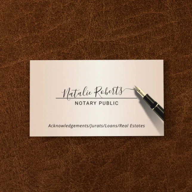 Notary Public Minimalist Script Signature Ivory Business Card | Zazzle
