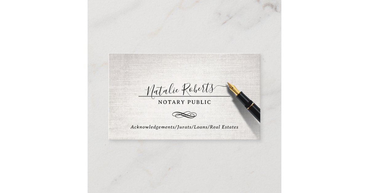 Notary Public Minimalist Script Signature Vintage Business Card | Zazzle