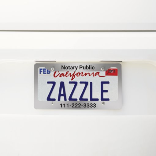 Notary Public Modern Brushed Metal Look Template License Plate Frame ...