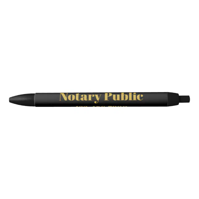 Notary Public Phone Number Black and Gold Pen | Zazzle