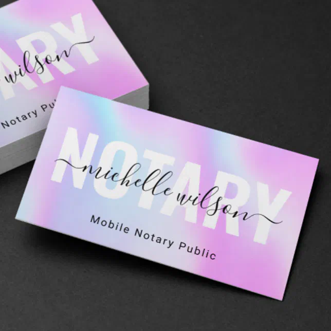 Notary Public Purple Holographic Typography Business Card | Zazzle