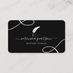 Notary Public Signing Agent Quill Logo Business Card | Zazzle