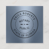 Notary Public Stamp Modern Dusty Blue Metallic Square Business Card ...