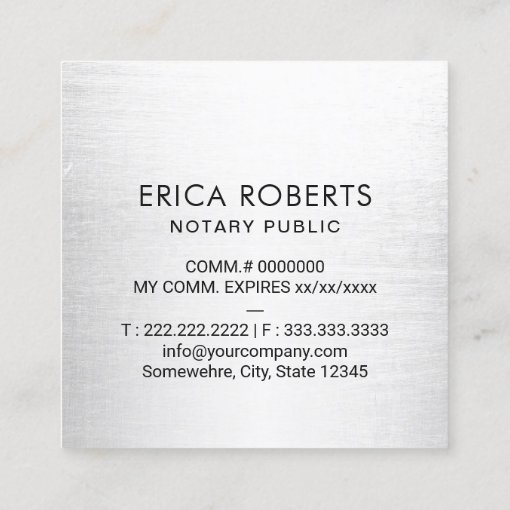 Notary Public Stamp Plain Minimalist Square Business Card | Zazzle