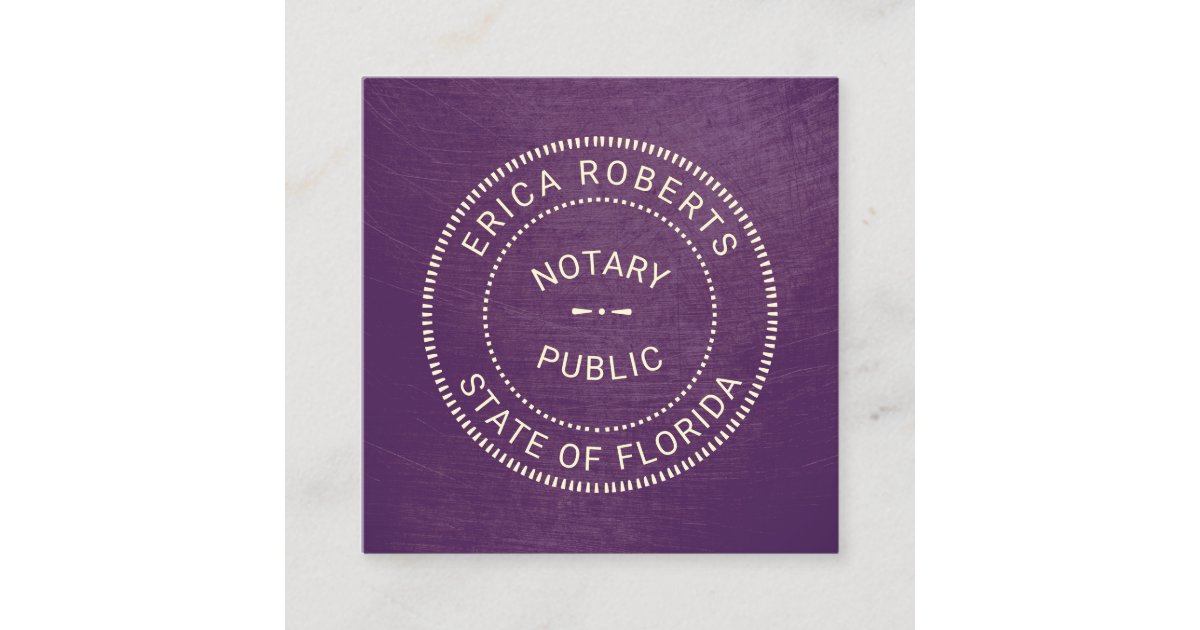 Notary Public Stamp Vintage Purple Square Business Card | Zazzle