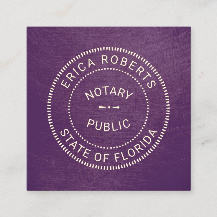 Notary Public Stamp Vintage Purple Square Business Card | Zazzle