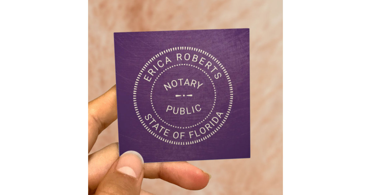 Notary Public Stamp Vintage Purple Square Business Card | Zazzle