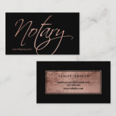 Notary script faux rose gold typography black business card | Zazzle