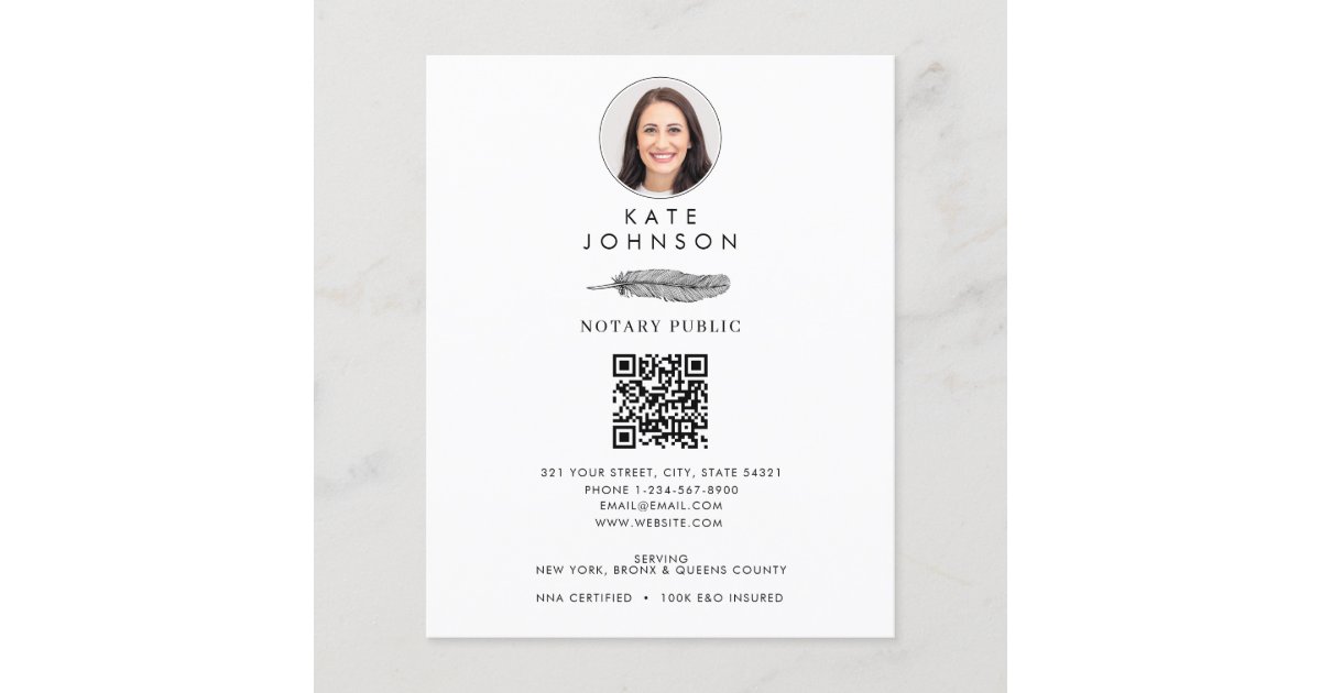 Notary Signing Agent Feather Quill Logo Photo Flyer | Zazzle