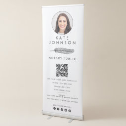 Notary Signing Agent Feather Quill Logo Photo Retractable Banner | Zazzle