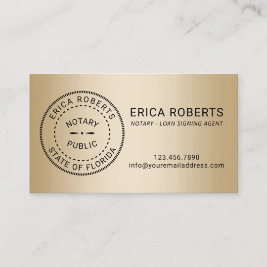 Notary Stamp Loan Signing Agent Modern Gold Business Card | Zazzle.com