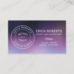 Notary Stamp Loan Signing Agent Purple Ombre Business Card | Zazzle