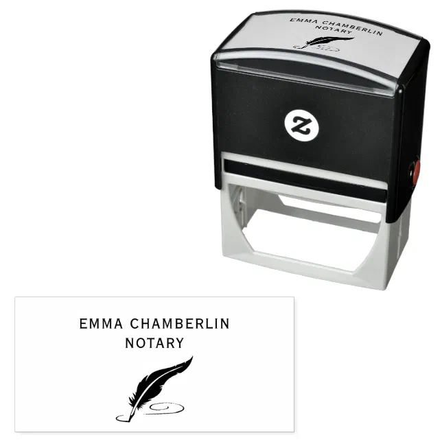 Notary Vintage Quill Pen And Ink Self-inking Stamp | Zazzle