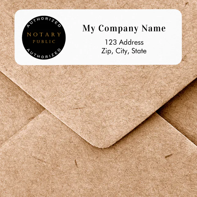 Notary white black business return address label | Zazzle
