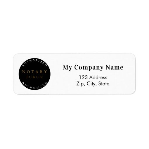 Notary white black business return address label | Zazzle
