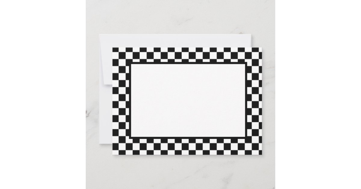 Note Card-Black & White Checkers | Zazzle