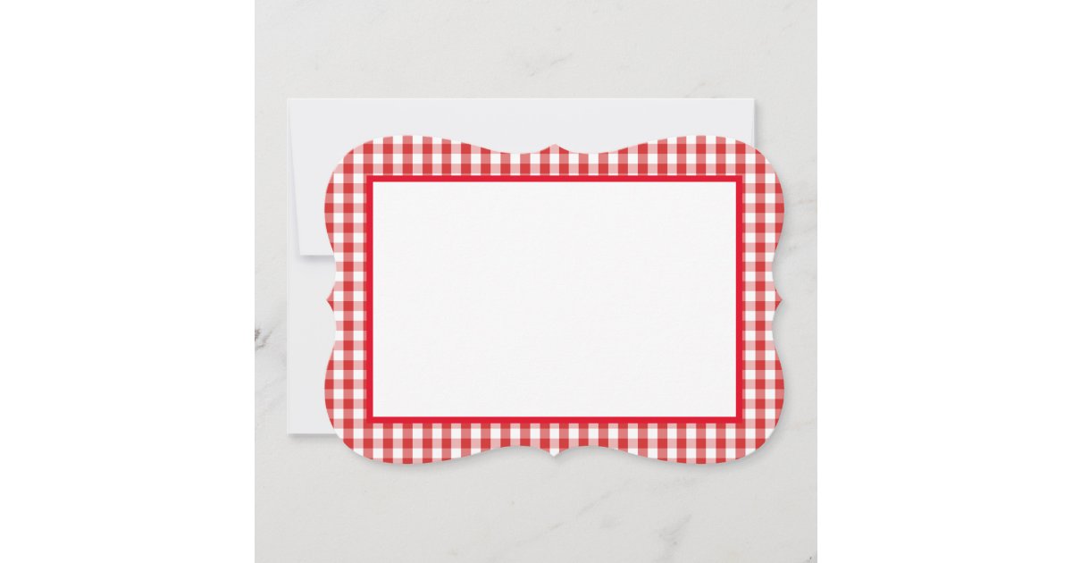 Note Card- Red & White Gingham Print | Zazzle