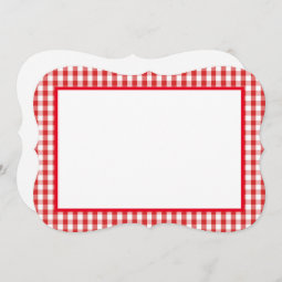 Note Card- Red & White Gingham Print | Zazzle