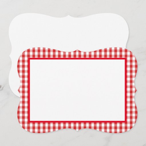 Note Card- Red & White Gingham Print | Zazzle