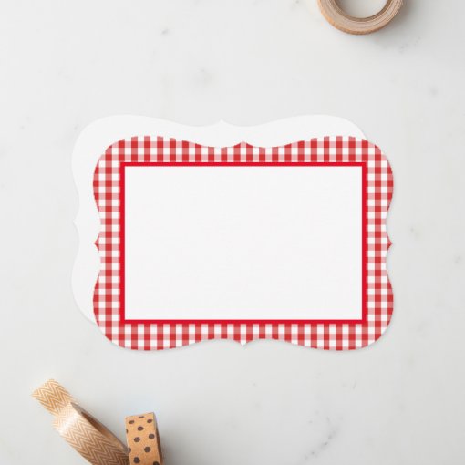Note Card- Red & White Gingham Print | Zazzle