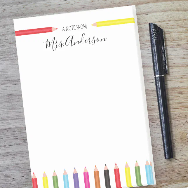 Note from the Teacher Rainbow Pencils | Zazzle