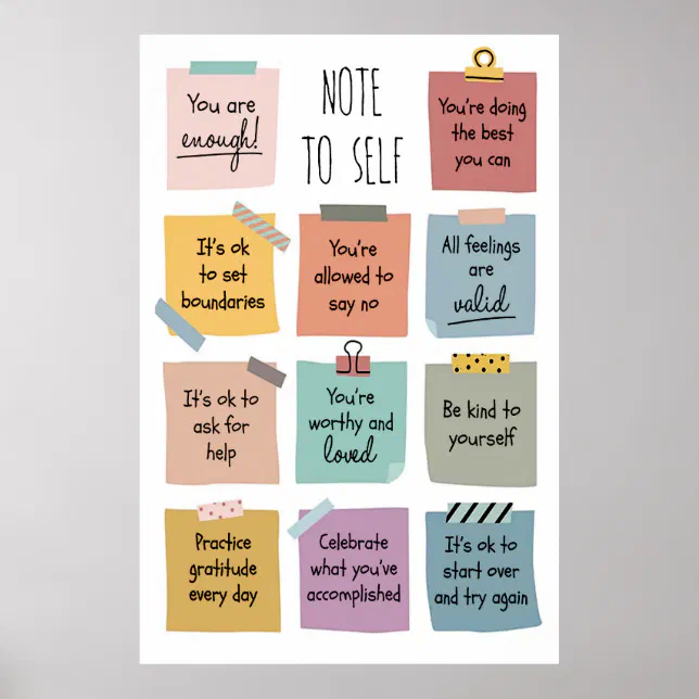Note to self poster | Zazzle