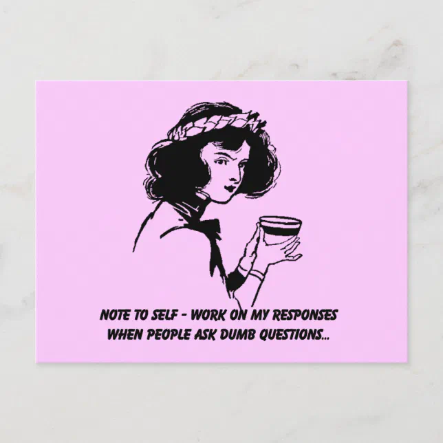 Note to Self - Sarcastic Humor Postcard | Zazzle