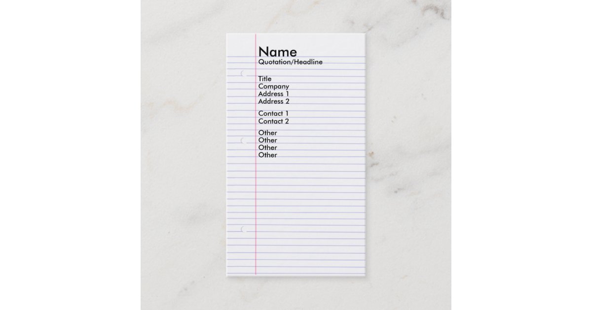 Notebook Business Card | Zazzle