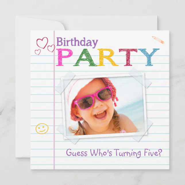 Notebook Doodle Birthday Party Invitations | Zazzle
