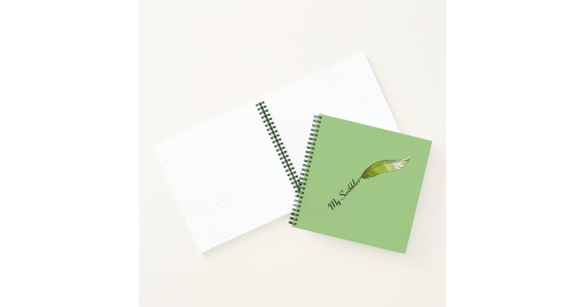 Notebook - Green Feather Pen | Zazzle