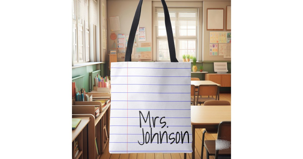 Notebook lined paper best teacher gift fashion tote bag | Zazzle
