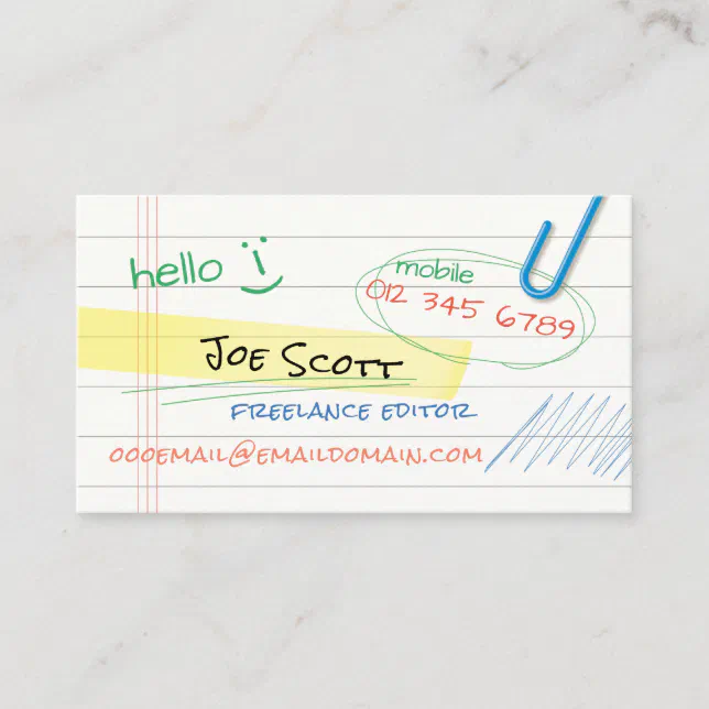 Notebook Page Business Card #02 | Zazzle